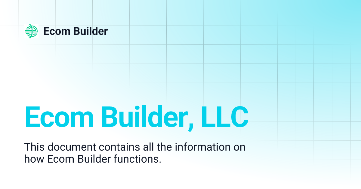 Ecom Builder, LLC | Ecom Builder
